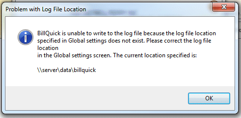 Log file location error in BillQuick – BQE Knowledgebase